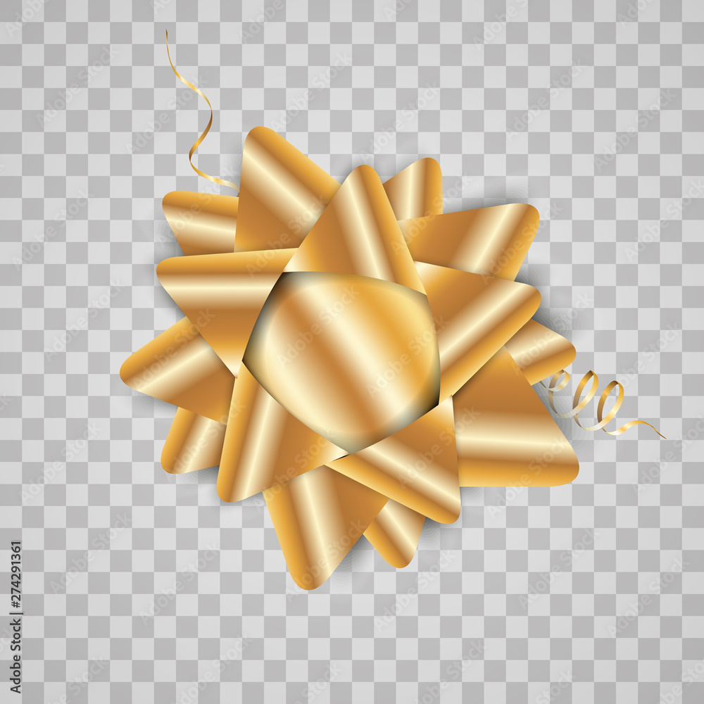 Vector luxury background with a golden bow on a transparent background ...