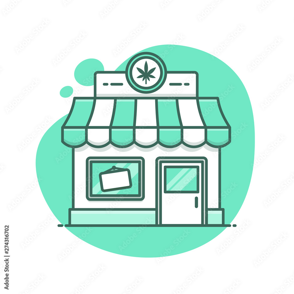 Cannabis / Medical marijuana shop / store building vector illustration ...