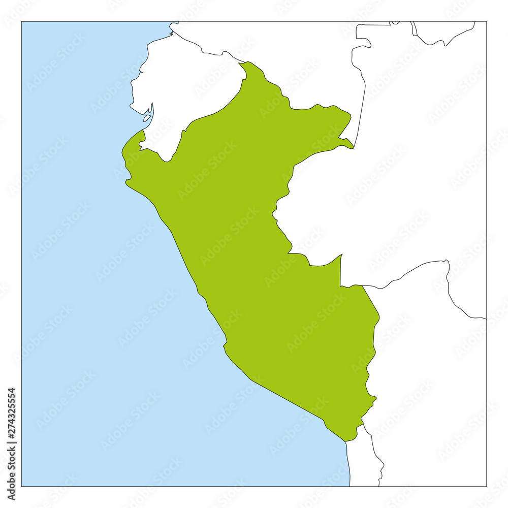 Map of Peru green highlighted with neighbor countries Stock Vector ...