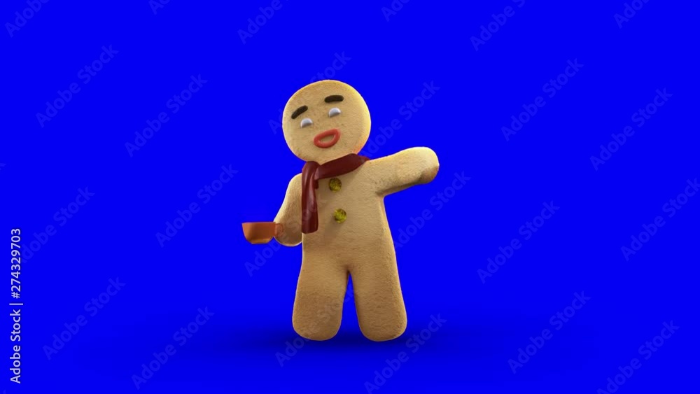 (6 in 1/Loopable) Burnished Gingerbread Man Holding a Hot Drink ...