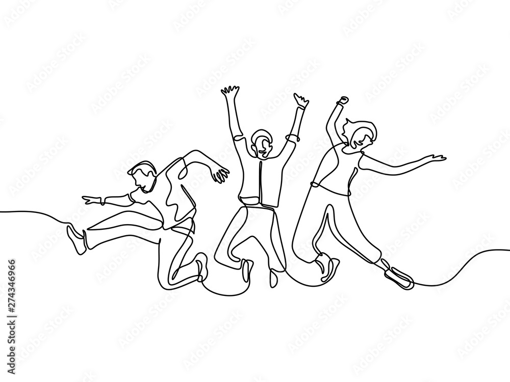 Happy People Jumping Drawing