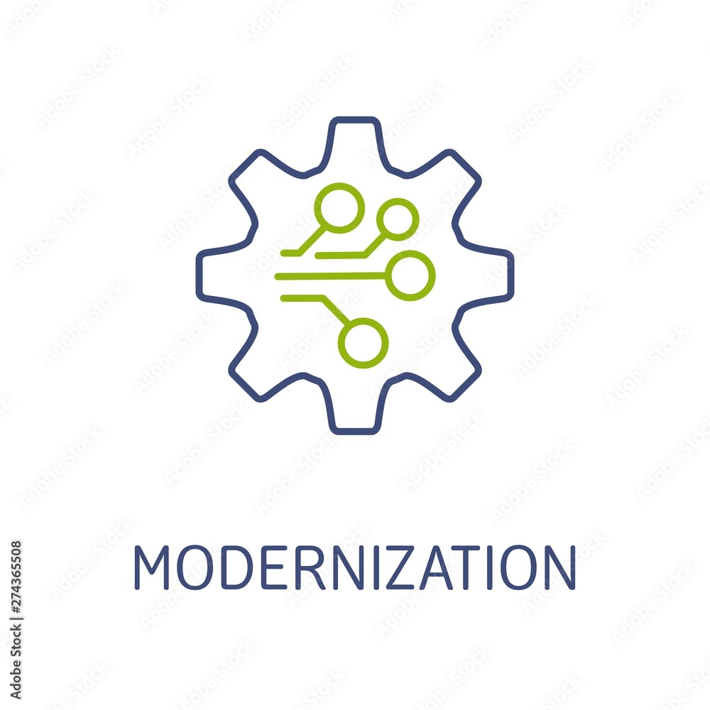 Modernization. Vector linear icon, white background. Stock Vector ...