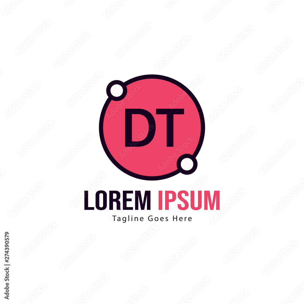 Initial DT logo template with modern frame. Minimalist DT letter logo ...