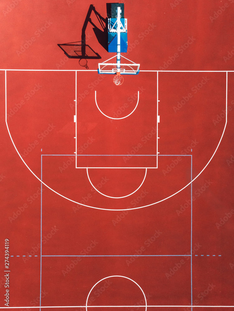 Basketball court and its layout view from above. Aerial Photography ...