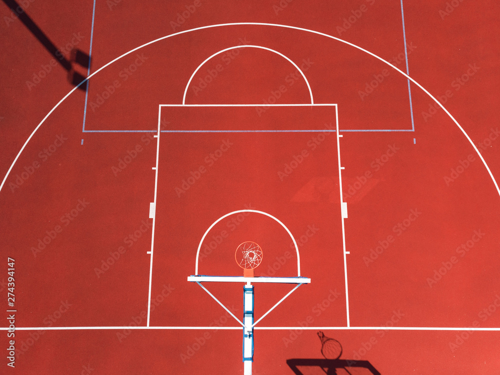 Basketball court and its layout view from above. Aerial Photography ...