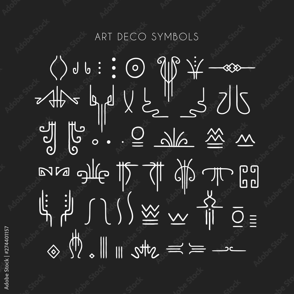 Vector set of line art symbols for logo design and lettering in Art ...