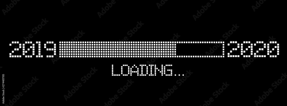 pixelated progress bar year 2019 to 2020 loading vector illustration ...