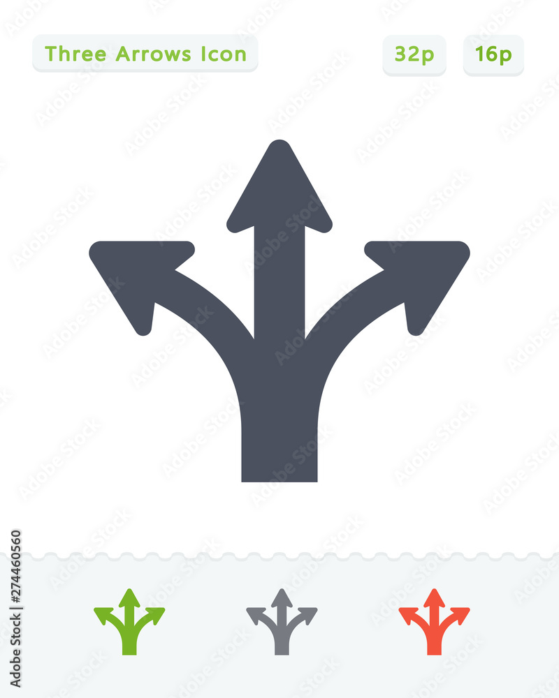 Three Headed Arrow - Sticker icons Stock Vector | Adobe Stock