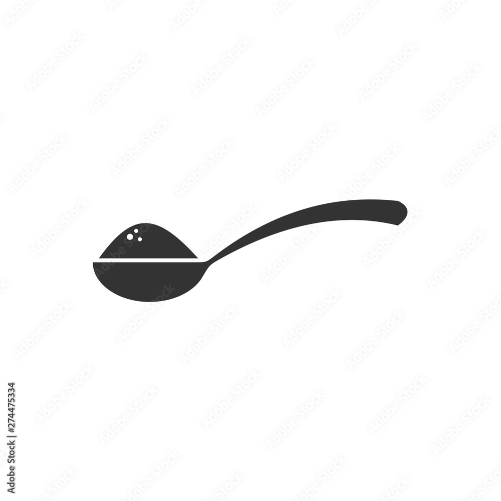 Spoon with sugar icon template black color editable. Teaspoon with ...