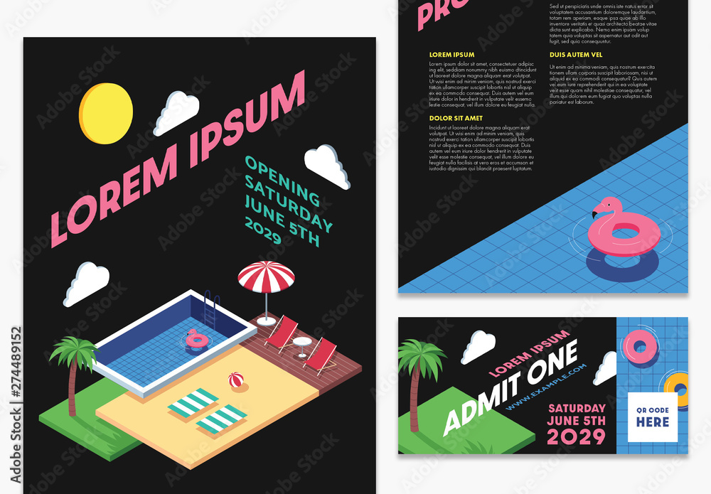 Summer Themed Promotional Event Layout Pack Stock Template | Adobe Stock