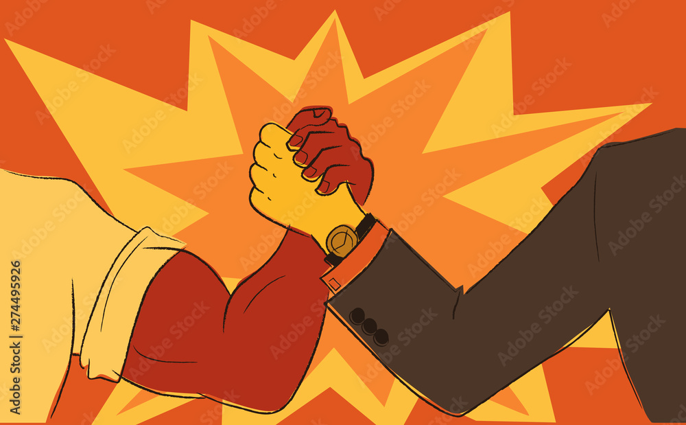 Worker and businessman arm wrestling, EPS8 vector illustration in the ...