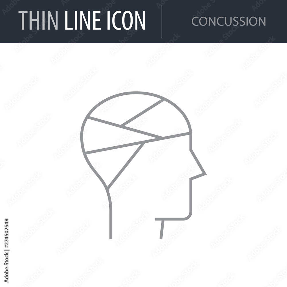 Symbol of Concussion. Thin line Icon of Medicine Part One. Stroke ...