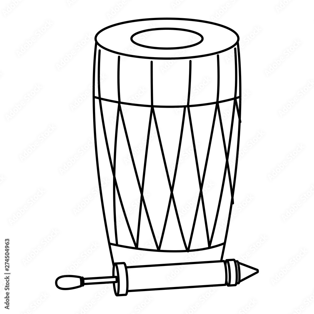 drum mridangam icon cartoon isolated in black and white Stock Vector ...