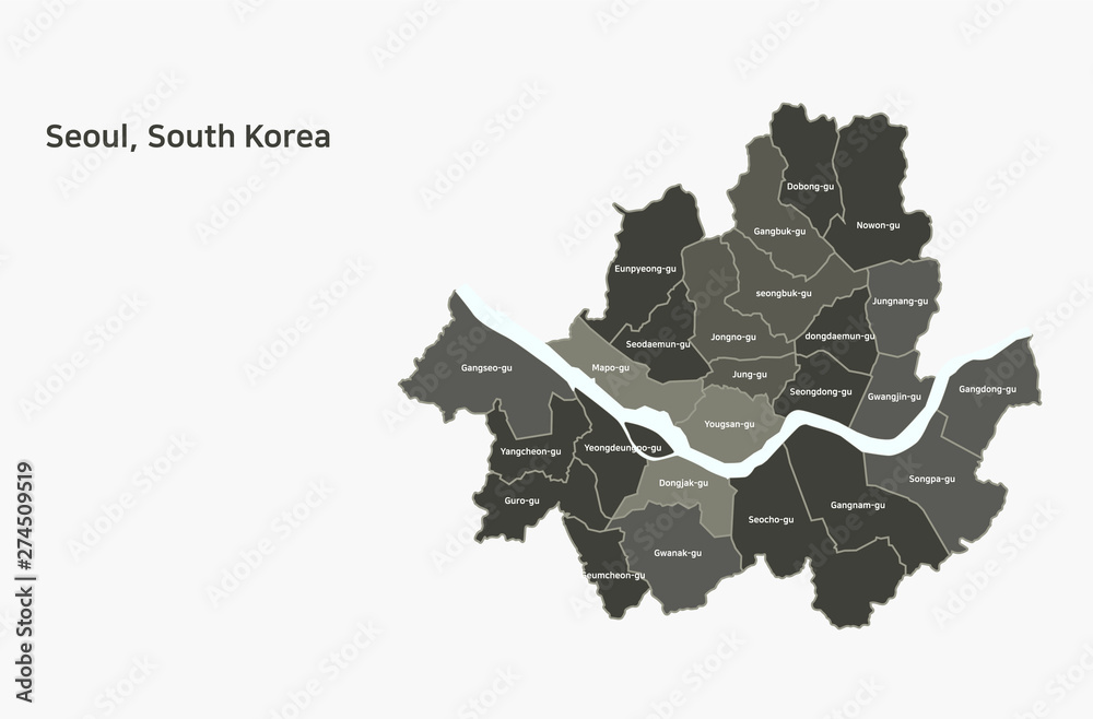vector map of Seoul, South Korea. seoul vector map. Stock Vector ...