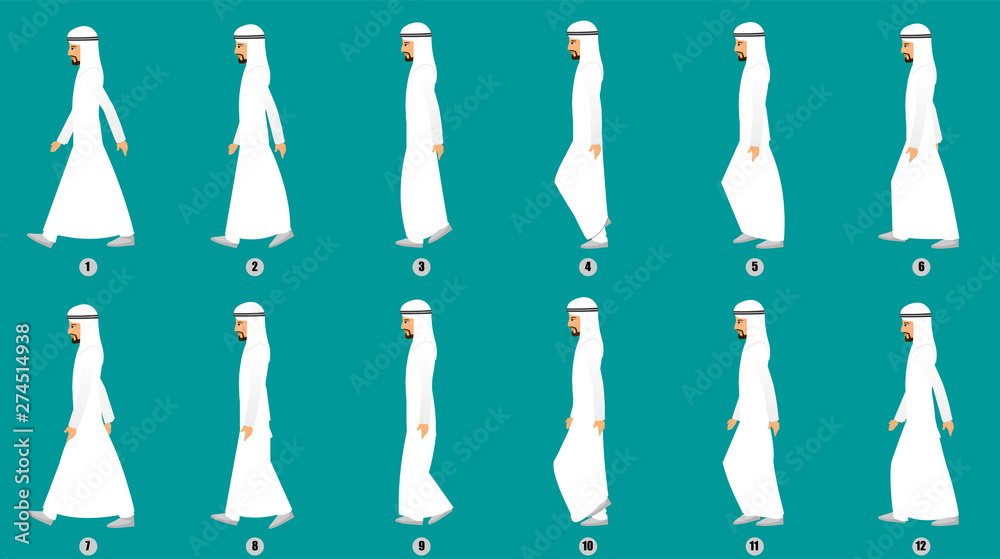 Arab Business man Walk cycle Stock Vector | Adobe Stock
