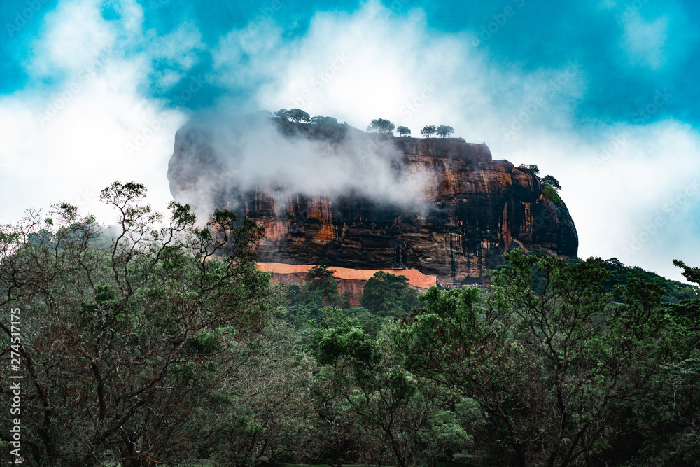 Sigiriya lion rock fortress in cloudy day Sri Lanka.tourist location ...
