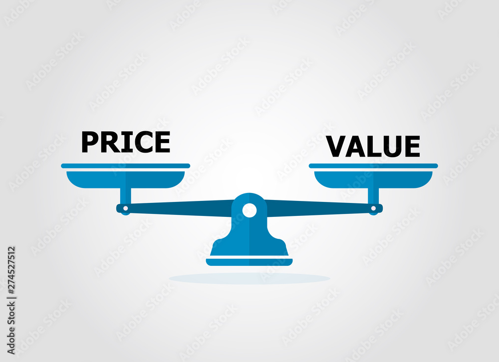 Balance scale weight for price and value. Vector conceptual ...