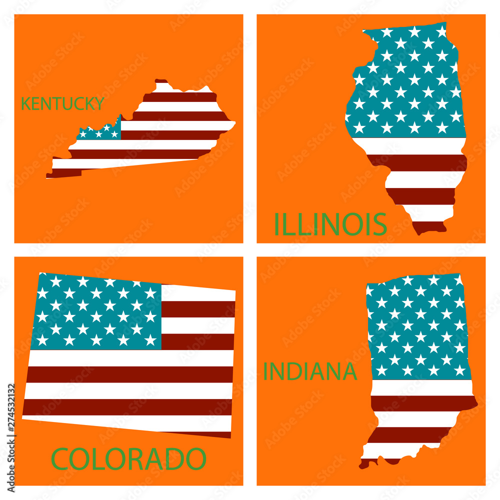 Vetor do Stock: Poster map of United States of America with state names ...