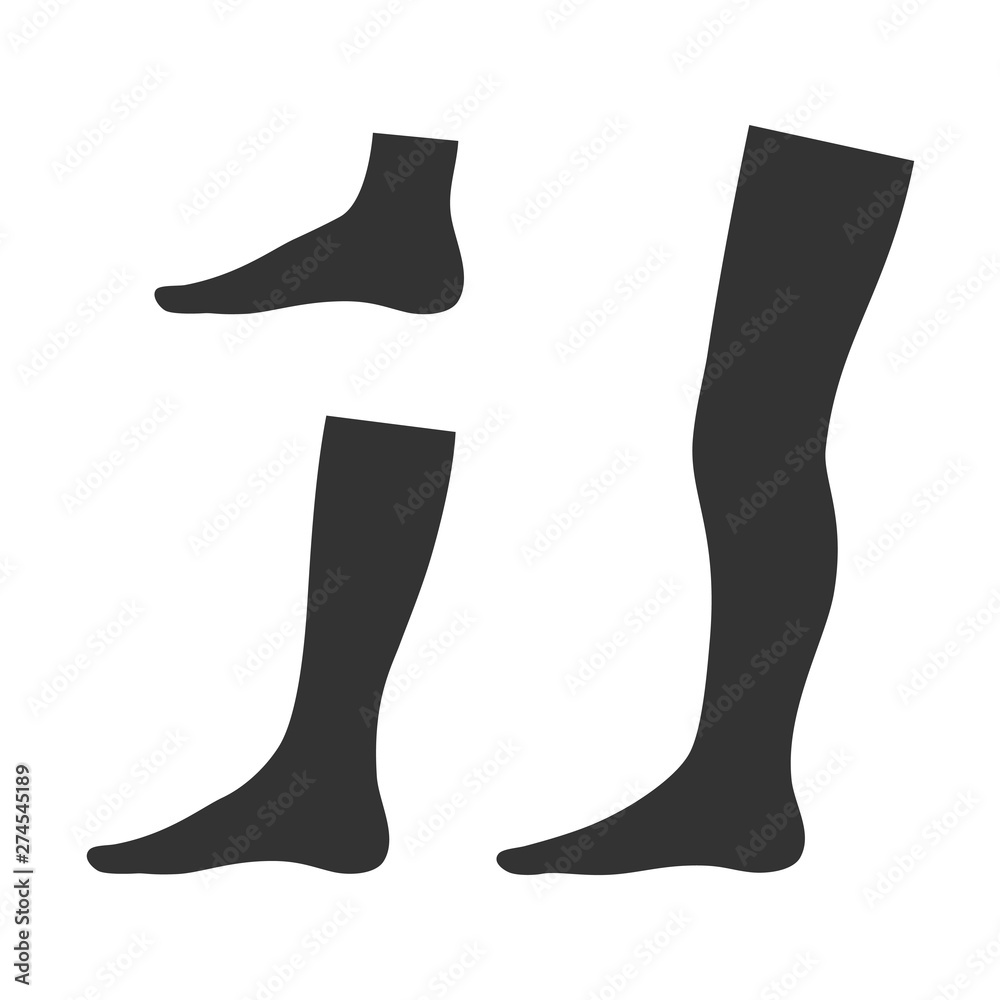 Set of black shapes of the foot, shin and leg Stock Vector | Adobe Stock