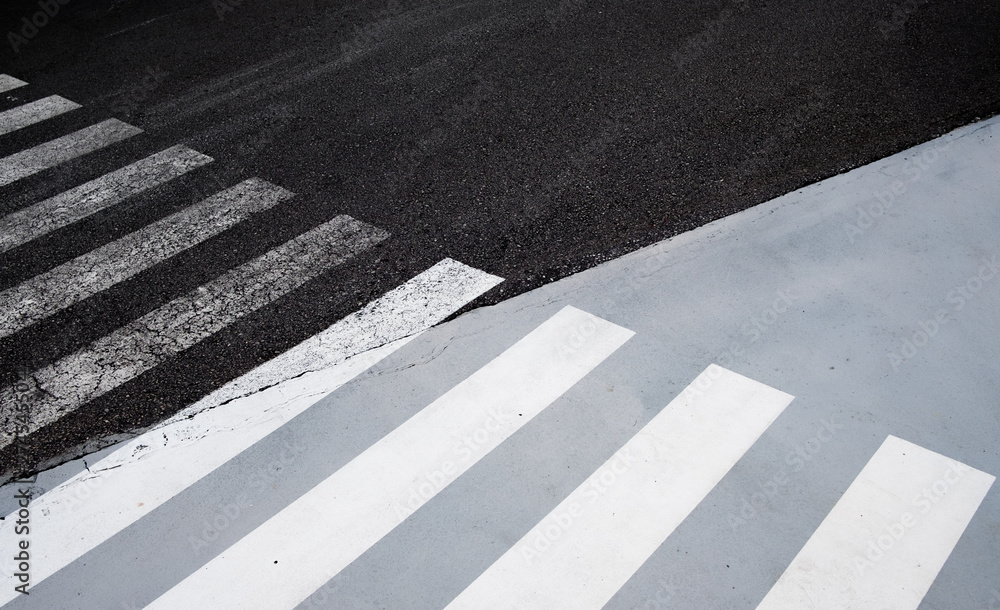 pedestrian crossing with a tilt angle. The concept of urban life ...