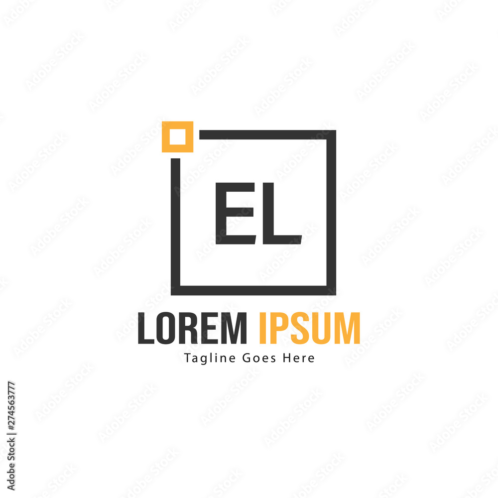 Initial EL logo template with modern frame. Minimalist EL letter logo ...