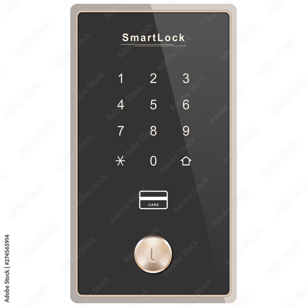 Smart door lock concept. Modern sensor lock vector illustration on ...
