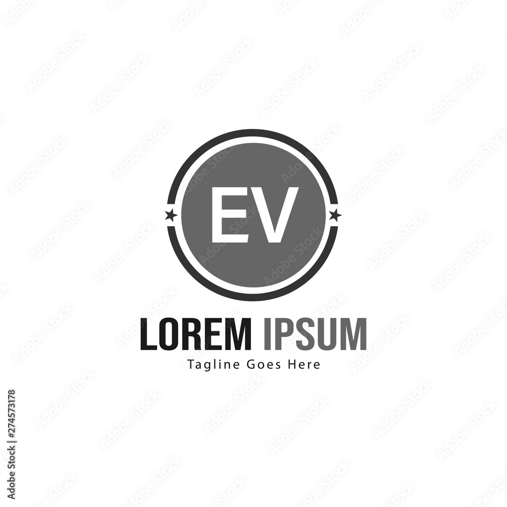 Initial EV logo template with modern frame. Minimalist EV letter logo ...