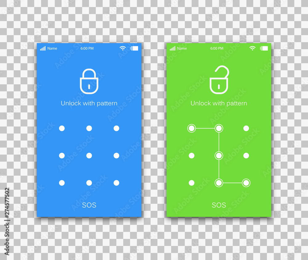 Screen lock pattern password background template on smartphone display ...
