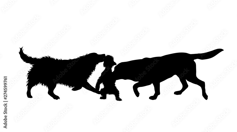Vector silhouette of group of dogs. Symbol of animal friends on white ...