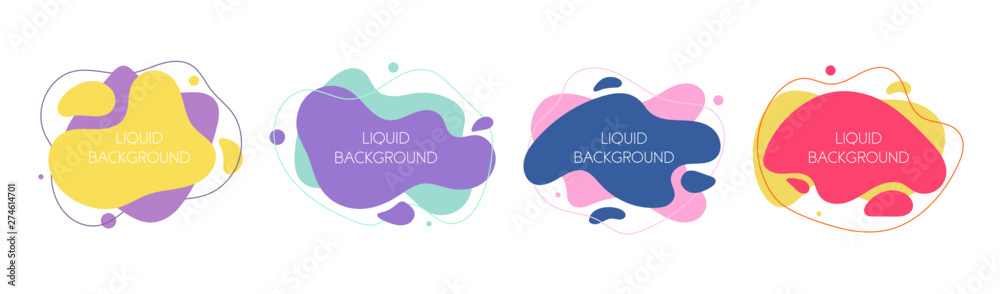 Set of 4 abstract modern graphic liquid elements. Dynamical waves ...