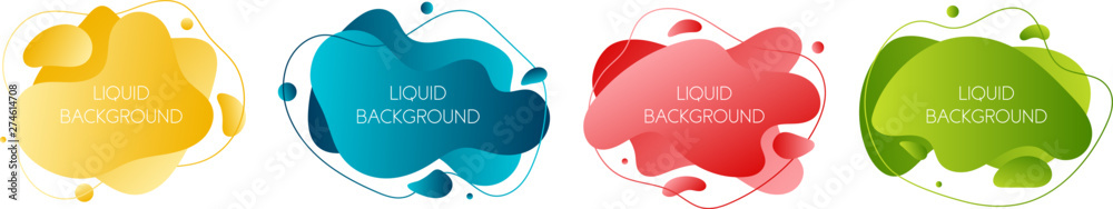 Set of 4 abstract modern graphic liquid elements. Dynamical waves ...