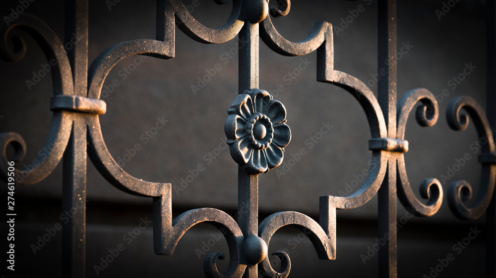 Elements of a metal gate, forged flower. Stock Photo | Adobe Stock