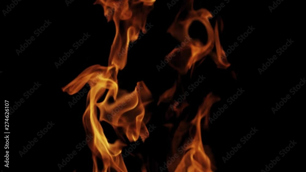 Fire Flames Igniting And Burning - Slow Motion. A line of real flames ...