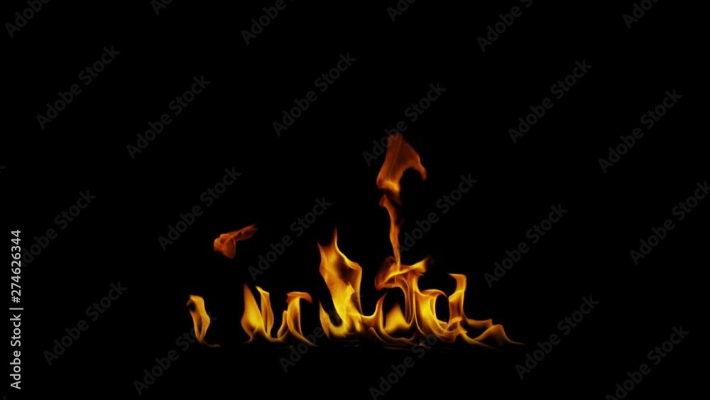 Fire Flames Igniting And Burning - Slow Motion. A line of real flames ...