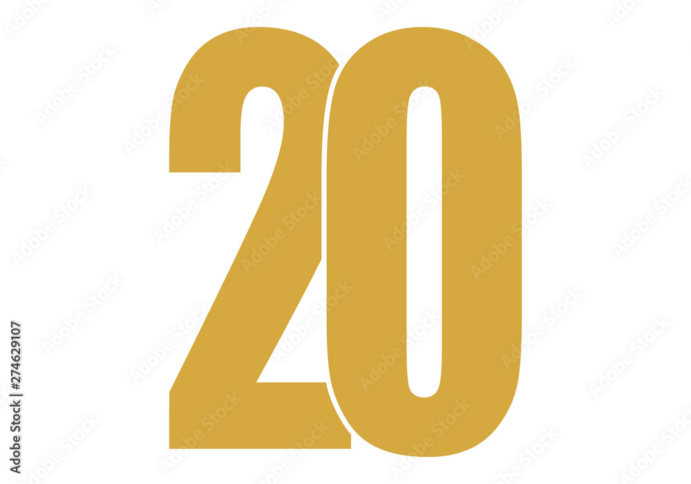 Número veinte de color dorado sobre fondo blanco. Stock Vector | Adobe ...
