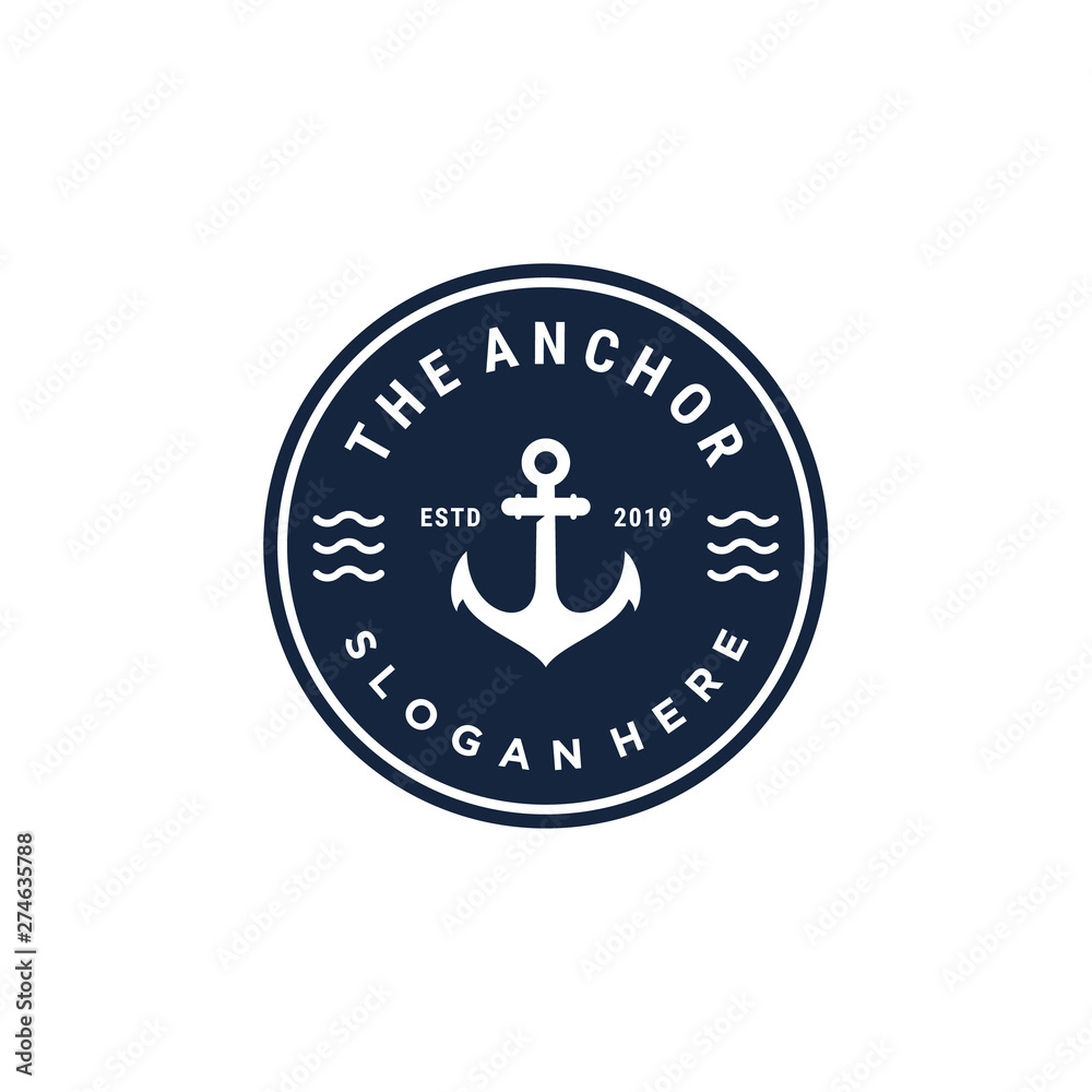 emblem anchor symbol vector logo design Stock Vector | Adobe Stock