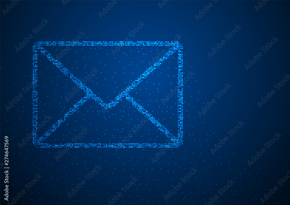 Email symbol shape Particle Geometric Bokeh circle dot pixel pattern ...