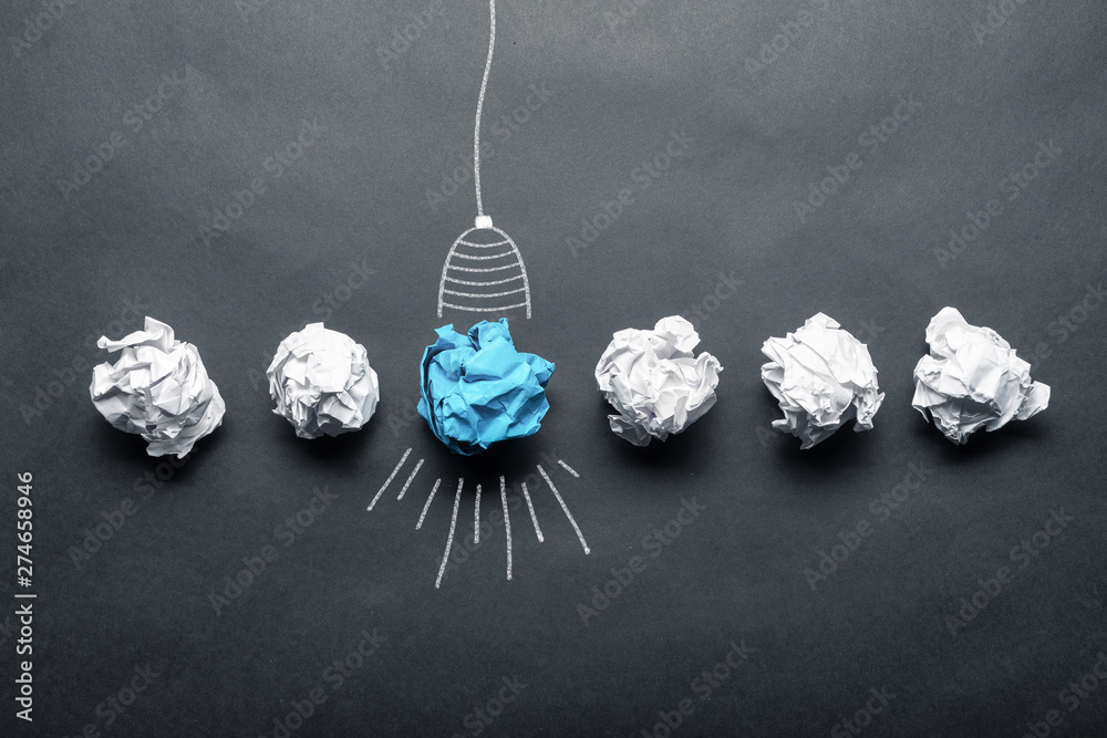 Light bulb sketch drawing with crumpled paper ball Stock Photo | Adobe ...