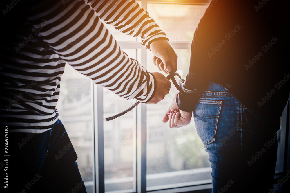 Violence in women and children, Close-up pictures of robbery using a ...