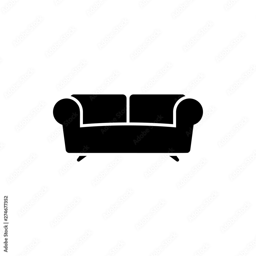 Black Sofa icon isolated on white background. Vector Illustration Stock ...