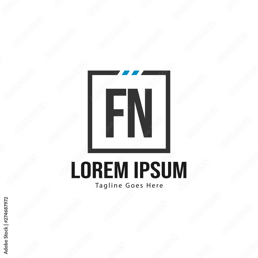 Initial FN logo template with modern frame. Minimalist FN letter logo ...