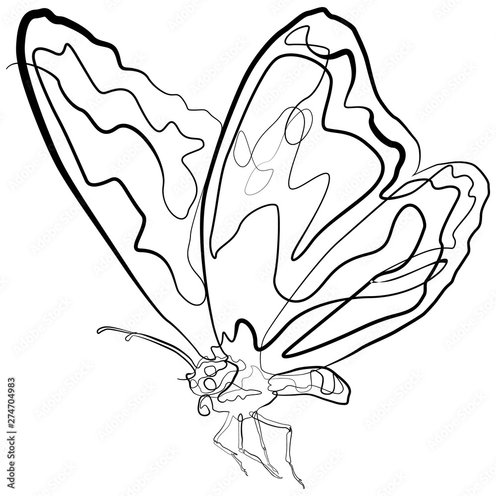 Butterfly one line drawing. Continuous Line Animal Vector Art Stock ...