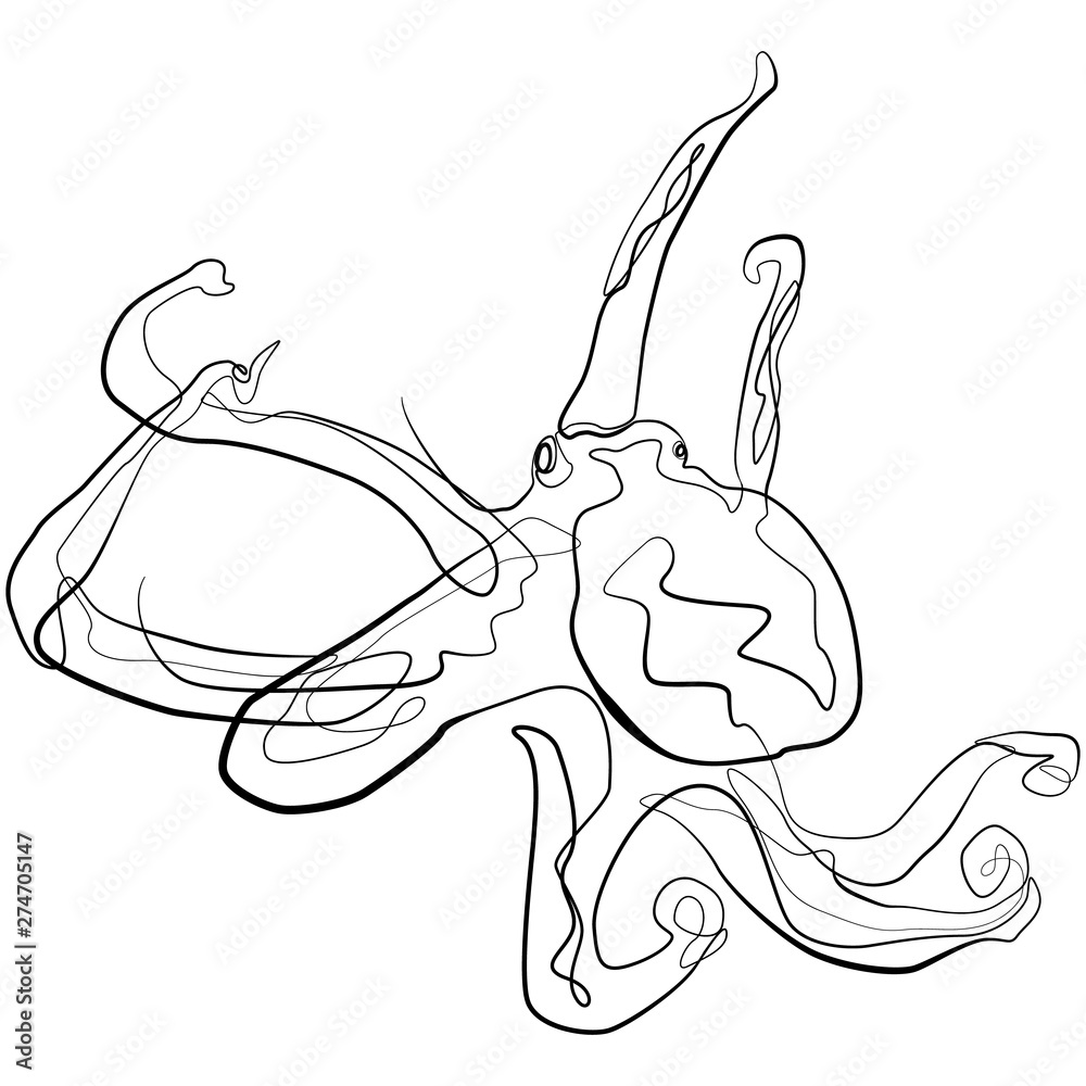 Octopus one line drawing Continuous line sea animal Vector Art Stock ...