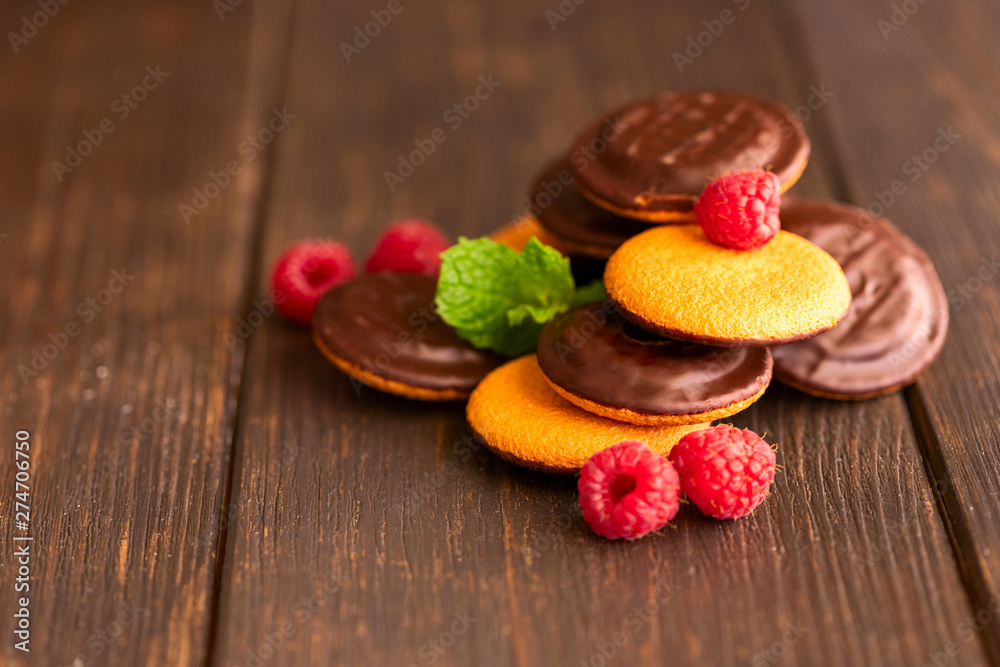 Jaffa cakes, cookies covered with dark chocolate and filled with ...