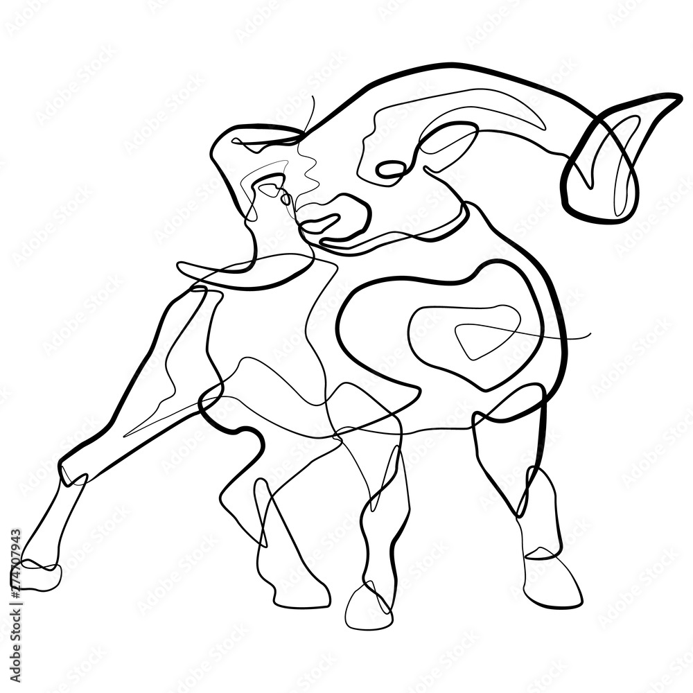 Ram one line drawing. Continuous line Animal Vector Art Stock Vector ...