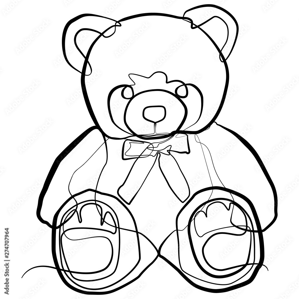 Teddy Bear one line drawing. Continuous line Teddy Vector Logo Stock ...