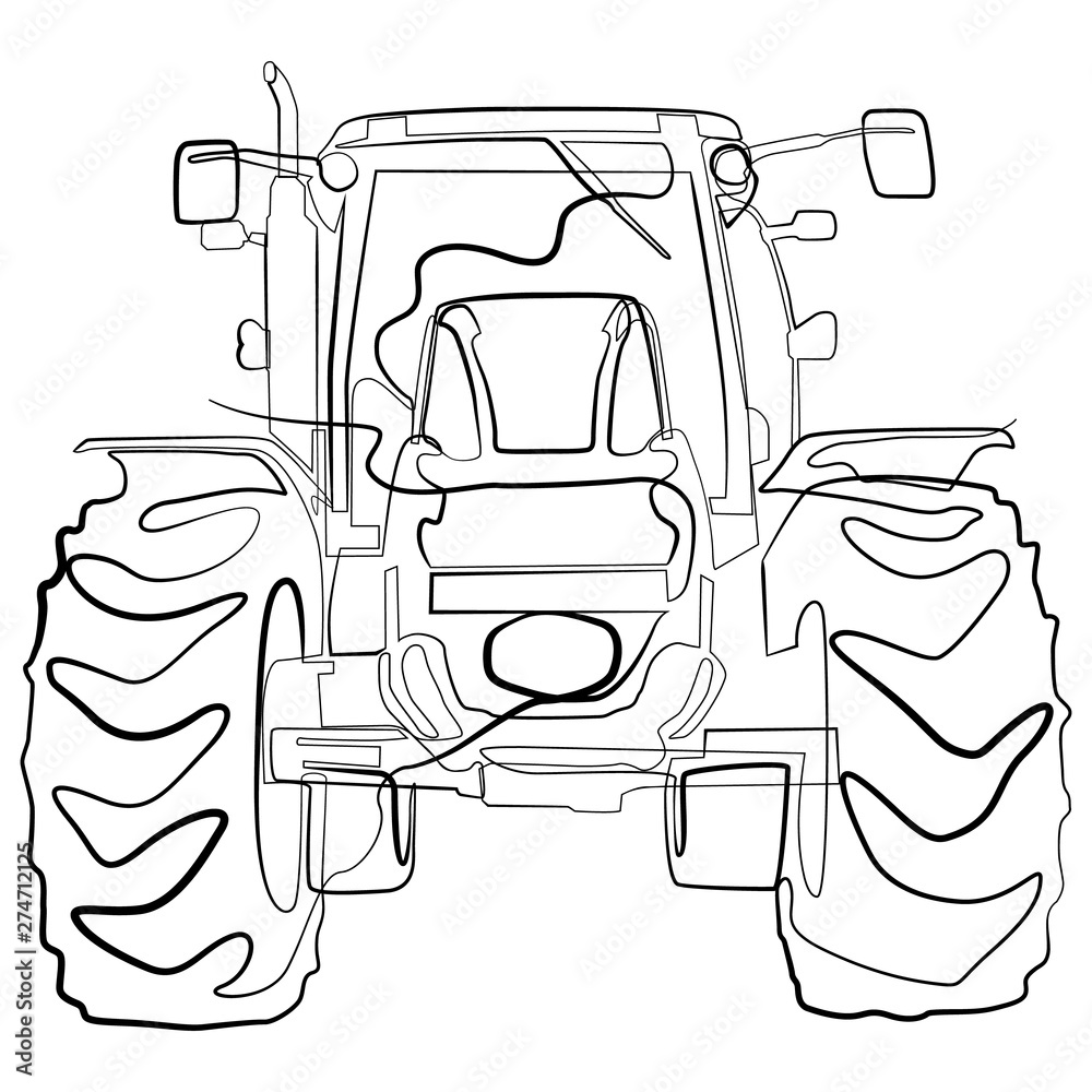 Tractor one line drawing. Continuous line Farm Agriculture Vector Logo ...