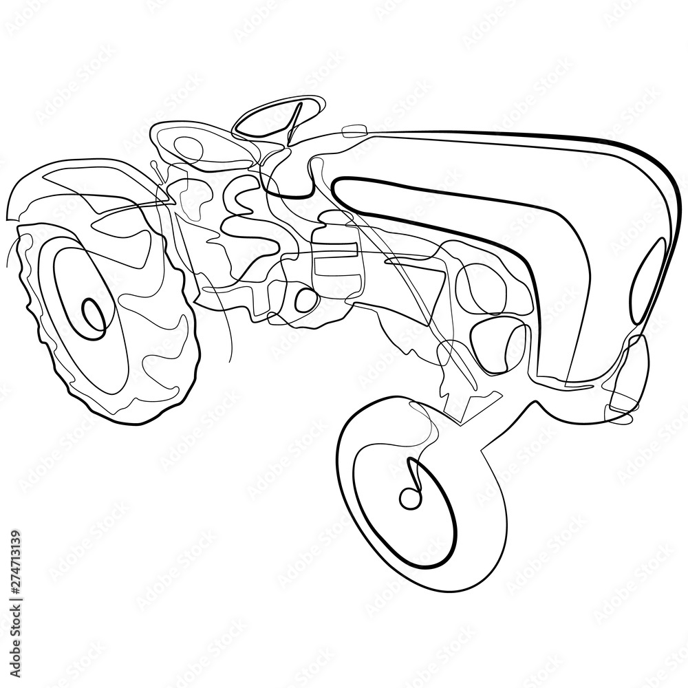 Tractor one line drawing. Continuous line Farm Agriculture Vector Logo ...