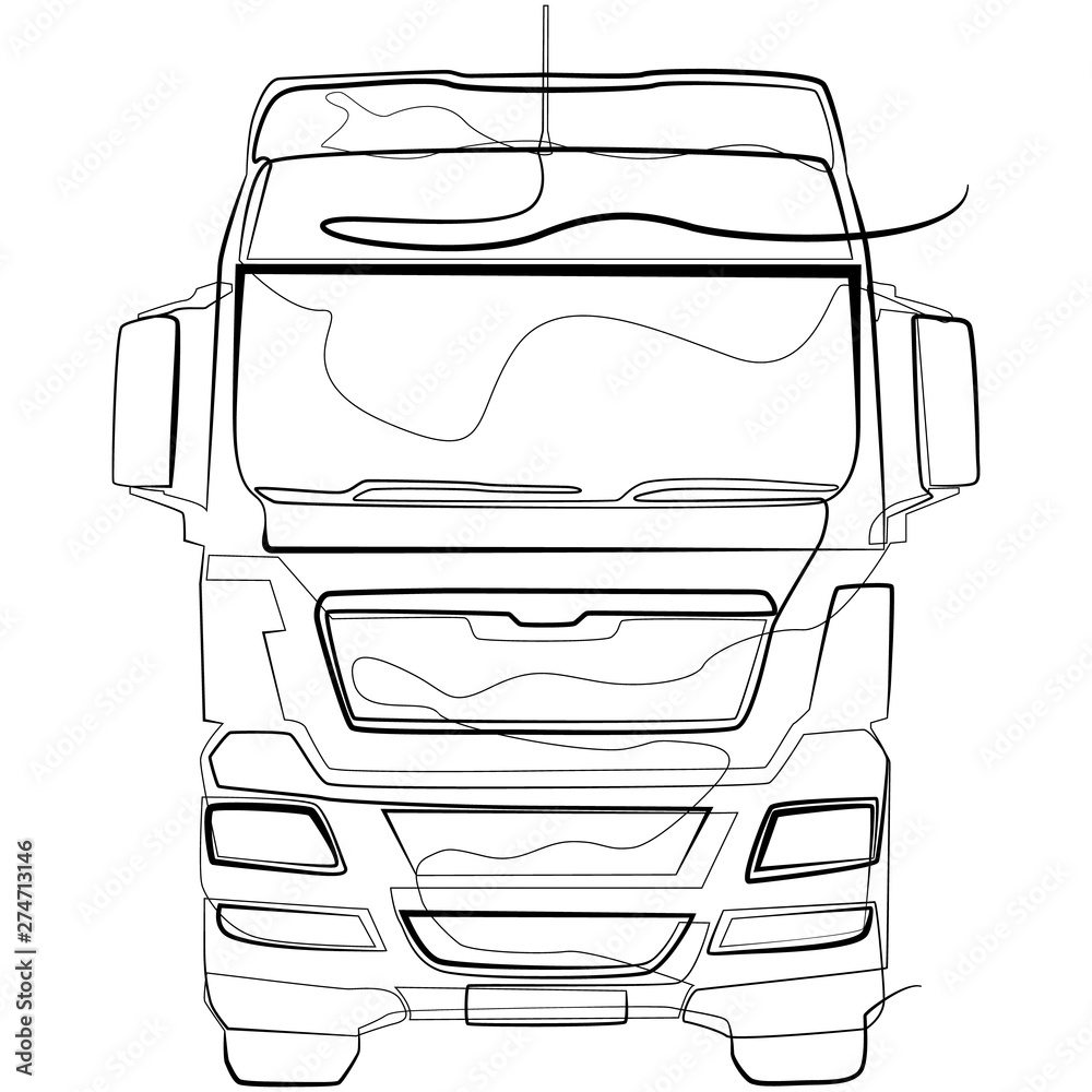 Truck one line drawing. Continuous line Transportation Vector Logo ...
