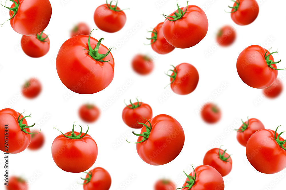 Falling tomato isolated on white background, clipping path, full depth ...